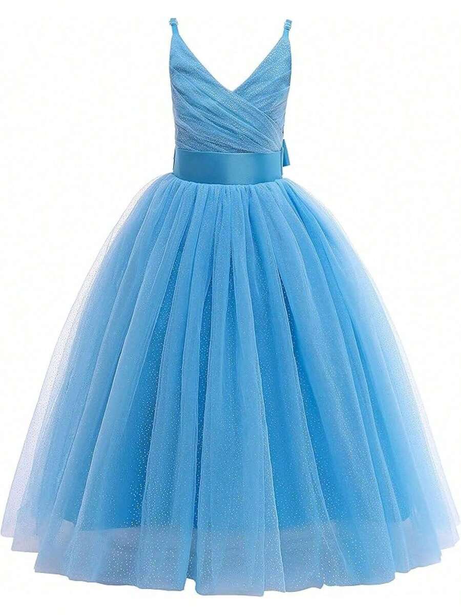 Latest Model In 2025 Flower Girls Spaghetti Strap Tulle Dress Long A ...