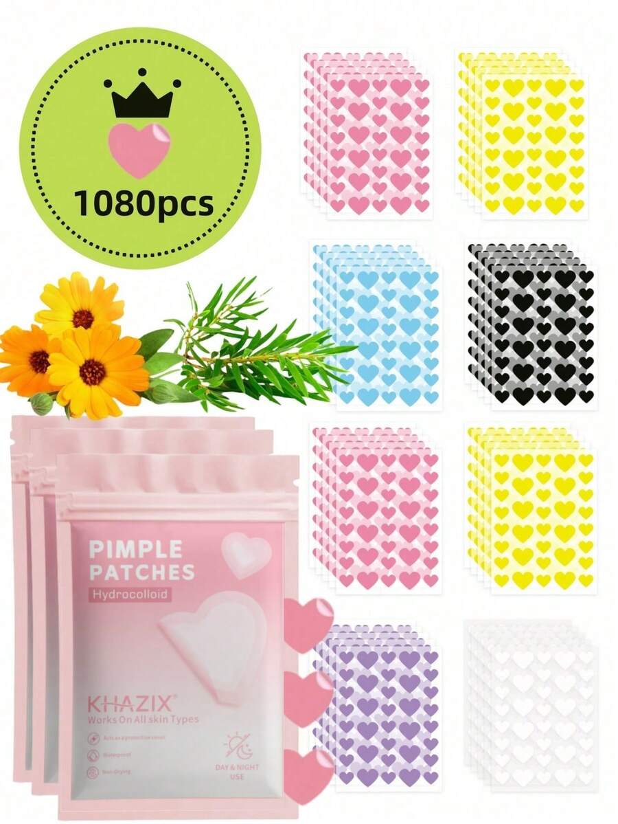 1080pcs Cute Heart Face Stickers, Super Star Face Concealer Stickers ...