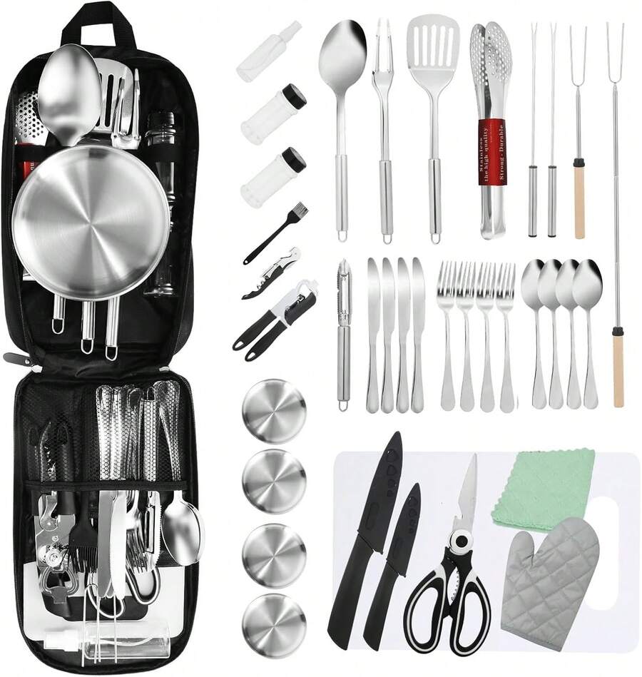 Essential Camping Utensils Set, Campers Mess Gear Kit, Portable ...