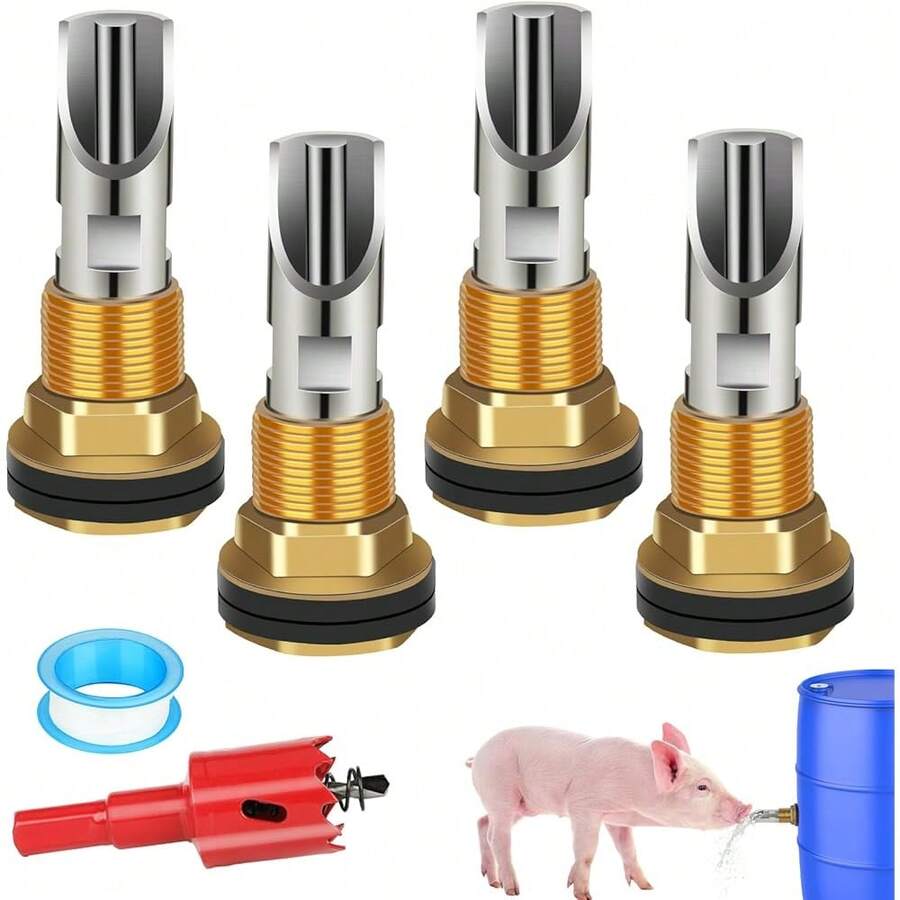 4 Count Pig Nipple Water Drinker For Barrel Kit, Stainless Steel Pig ...