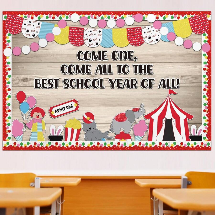Mooliwe 81 Pcs Circus Theme Bulletin Board Set Back To School Bulletin ...