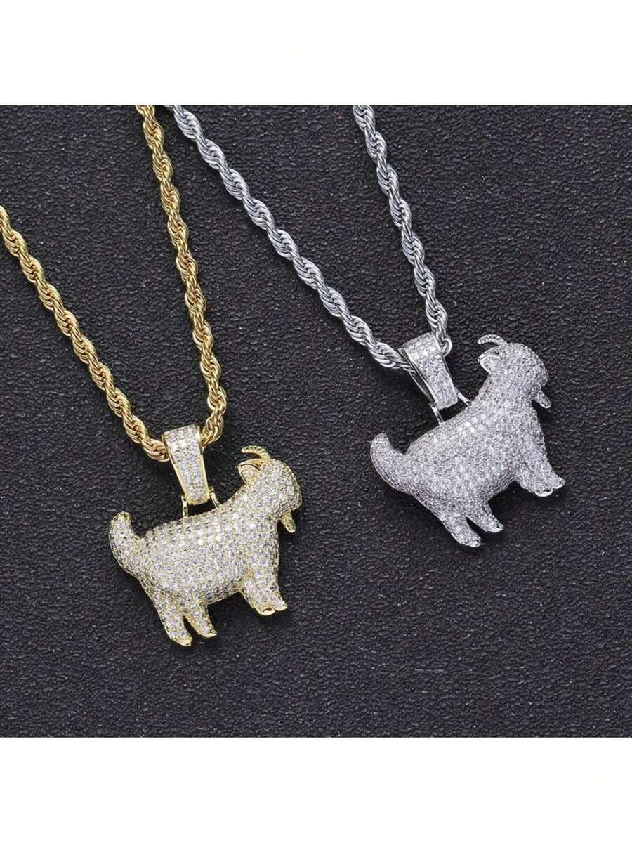 1 Pc Fashion Animal Goat Pendant Necklace For Men Hip Hop Punk Cuban ...