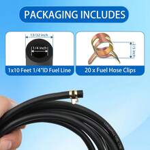 10ft 1\/4" ID Fuel Line Hose With 20pcs 2\/5" Clamps - Fits Kawasaki ...