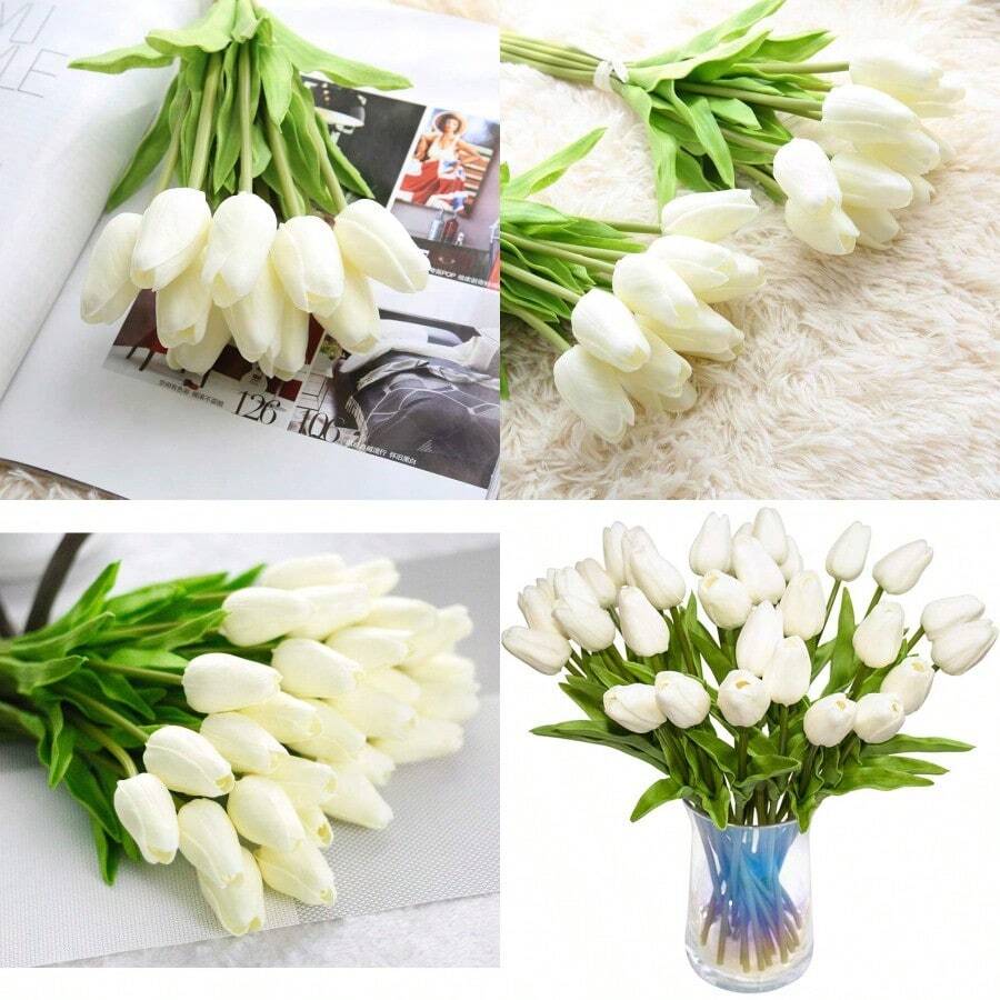 MX 30pcs Artificial Tulips Flowers Real Touch Tulips Fake Holland PU ...