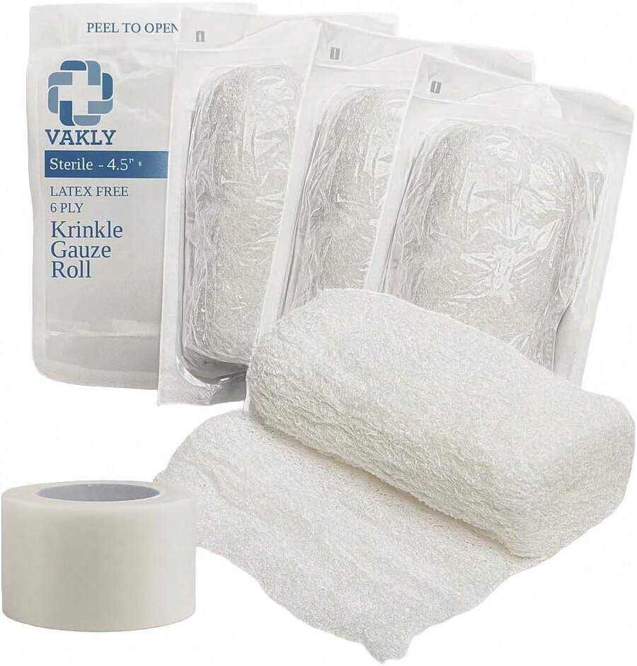 Vakly Sterile Krinkle Kerlix Type Gauze Bandage Rolls [5 Pack] Highly ...