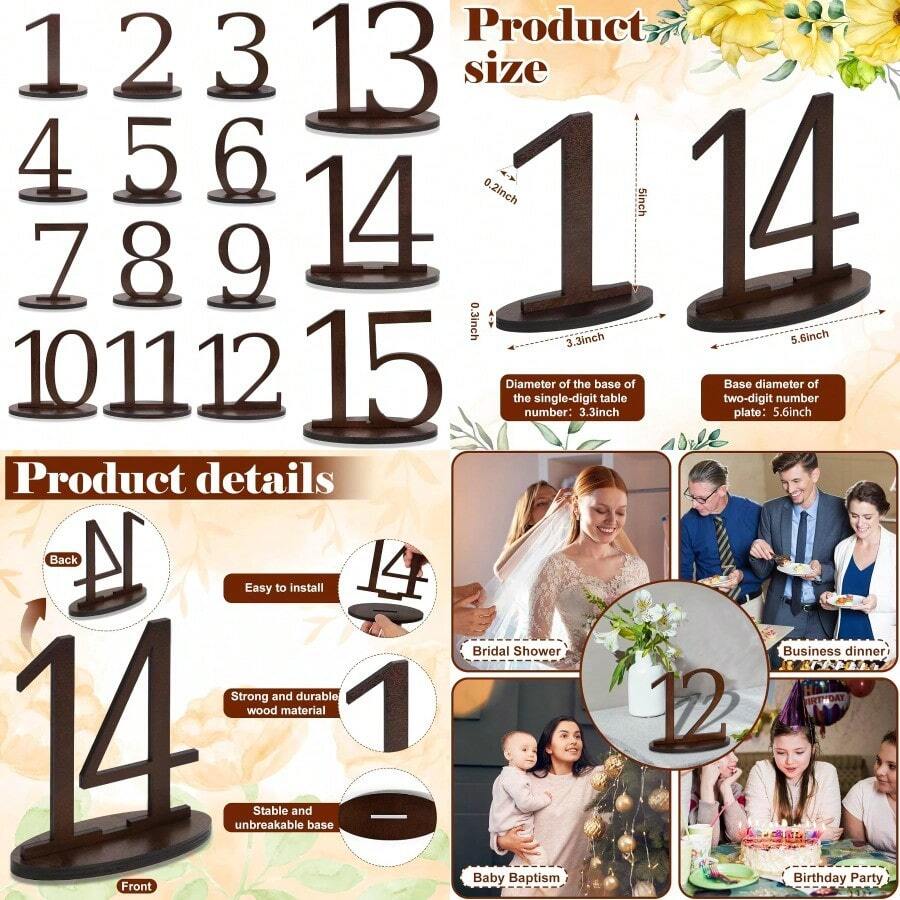 MX Wooden Table Numbers 115 With Oval Base RusticTable Numbers For ...