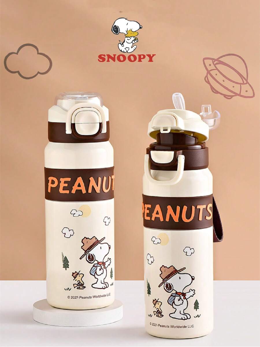 SNOOPY 1pc 600ML Snoopy Stainless Steel Vacuum Insulated Water Bottle, Large Capacity Student ...