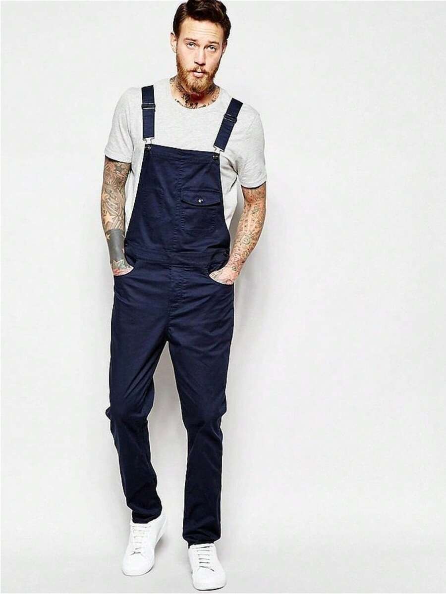 European And American New Denim Overalls Slim-Fitting And Thin Men's ...