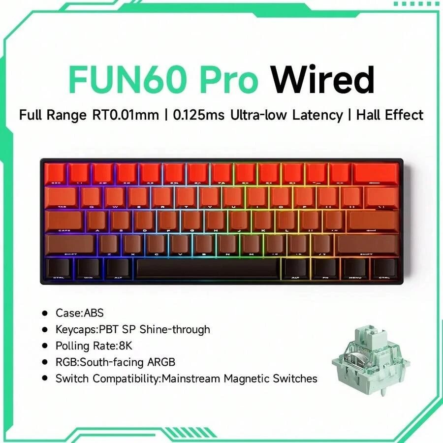 Akko MonsGeek FUN60 Mechanical Keyboard Magnetic Switch 60% Gaming ...