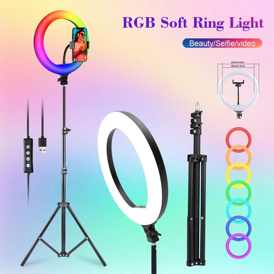 A New 10-Inch Ring Light Set (RGB Mode) - With Integrated Handle + A ...