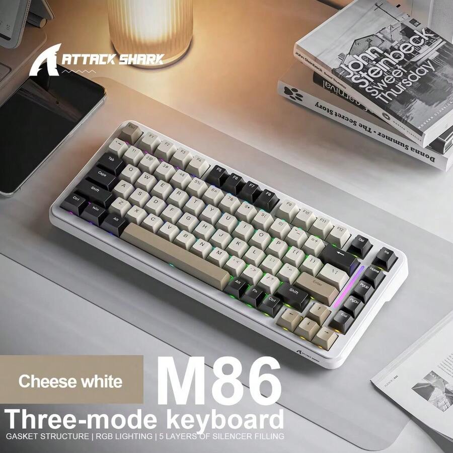 Attack Shark M86 RGB Wireless Keyboard, Tri-Mode, Gasketed Construction ...