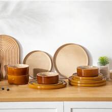 vancasso 12 Pieces Dinnerware, Round Plate, Dinner Plate, Dessert Plate ...