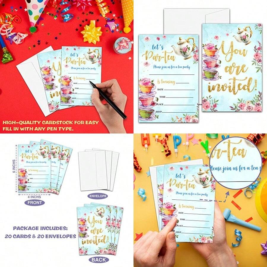 MX Floral Tea Party Birthday Invitation Let's ParTea Garden Tea Cup ...