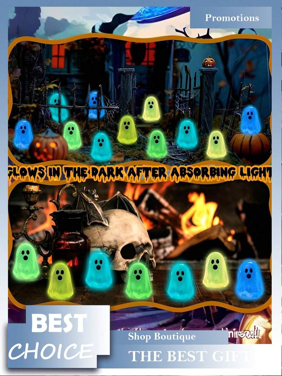 20pcs Halloween Ghost, Luminous Multicolor Halloween Mini Clow In The ...