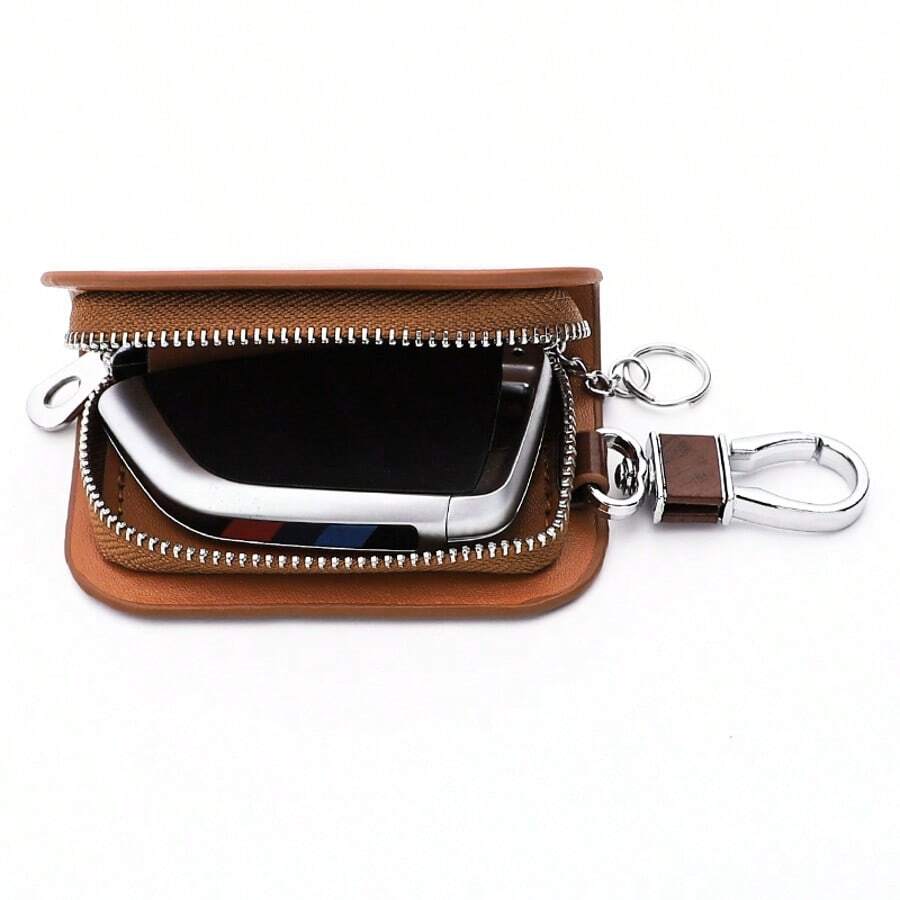 Premium PU Leather Motorcycle Key Holder - Adjustable Strap, Zipper ...