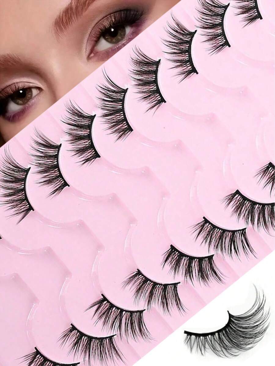 10 Pairs Half Eyelashes Band Eyelashes Cat Eye False Eyelashes Short ...