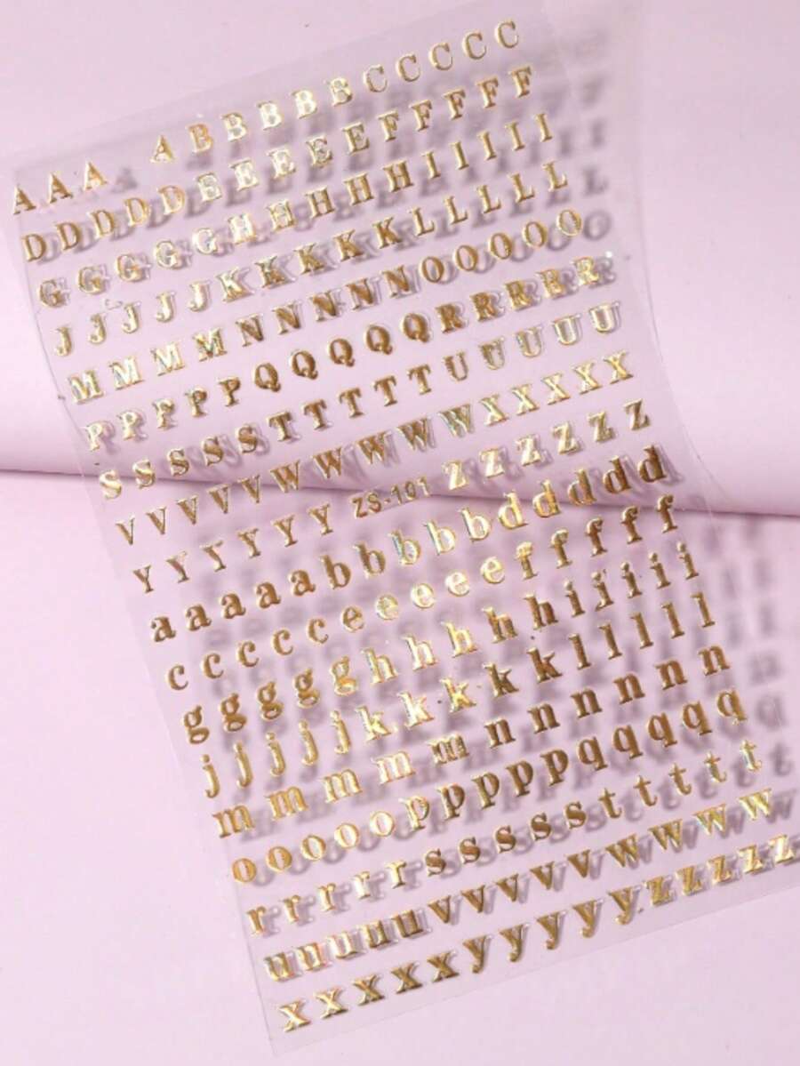 1pc 3D Letter Nail Art Stickers, Self-Adhesive Designer Aurora Laser ...