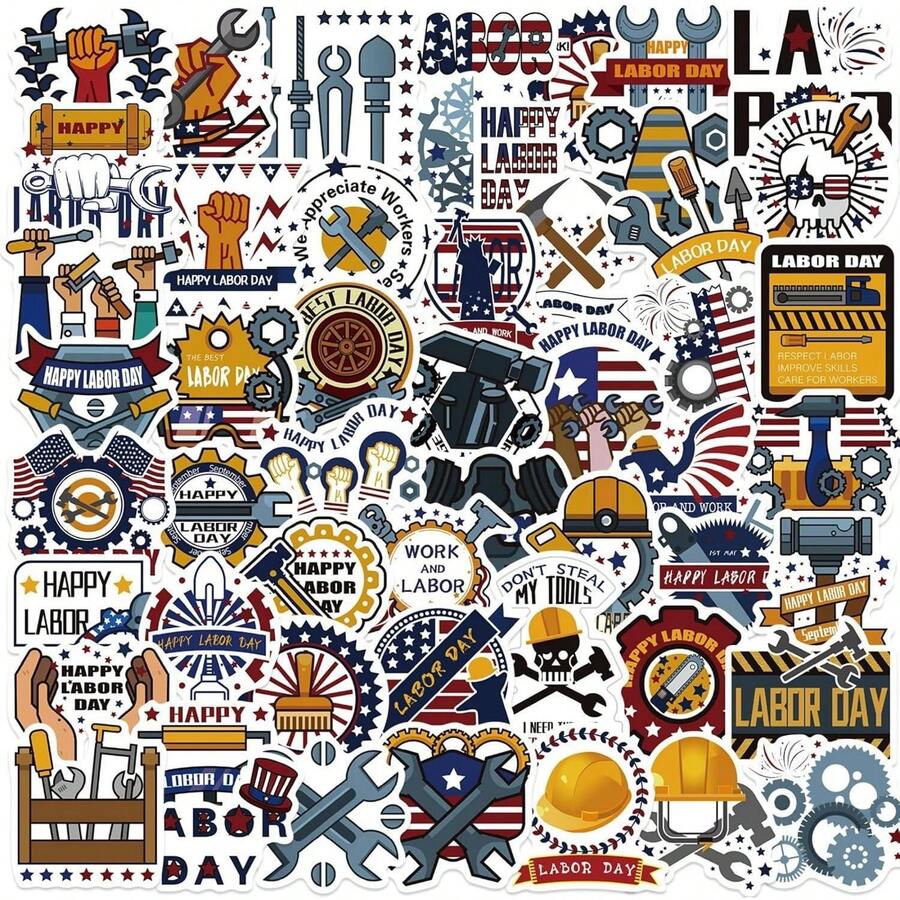 50PCS Labor Day Stickers, Labor Day Party Decorations Supplies Bottles ...