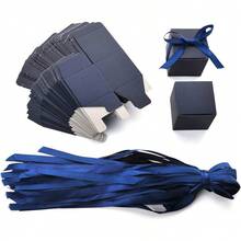 AWELL Navy Blue Candy Box Bulk 2x2x2 Inches With Blue Ribbon Party ...