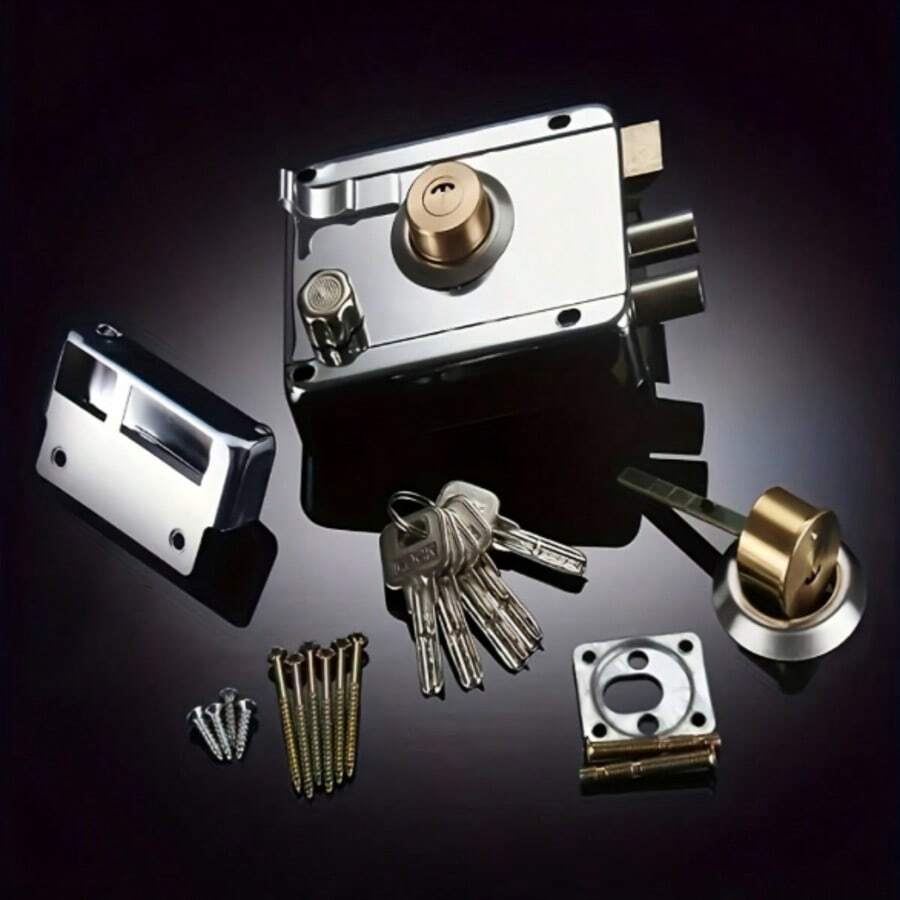 1pc Stainless Steel Anti-Theft Door Lock With Keys - Durable Metal ...