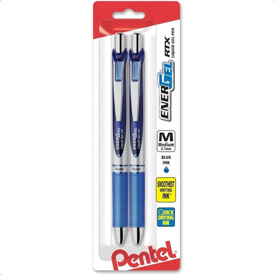 EnerGel Deluxe RTX Retractable Liquid Gel Pen 0.7mm Metal Tip Blue Ink ...