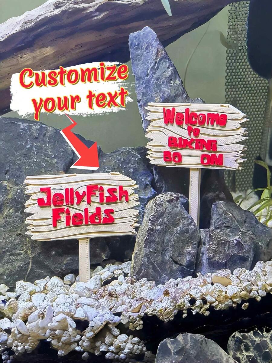 1Pc 3D Printed Fish Tank Interior Sign - Personalize With Text, Perfect ...