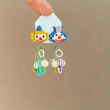 [Colorful Clown Stud Earrings Perfect] Chic Asymmetrical Clown & Candy ...