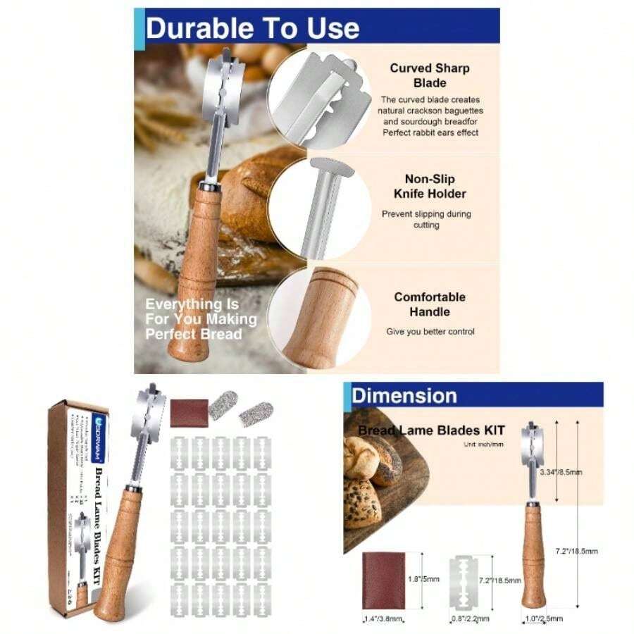 Premium Bread Lame Dough Scoring, Sourdough Scoring Kit With 25 Blades ...