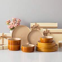 vancasso 12 Pieces Dinnerware, Round Plate, Dinner Plate, Dessert Plate ...