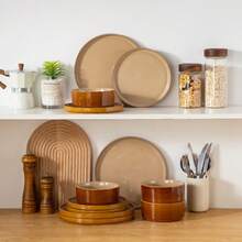 vancasso 12 Pieces Dinnerware, Round Plate, Dinner Plate, Dessert Plate ...