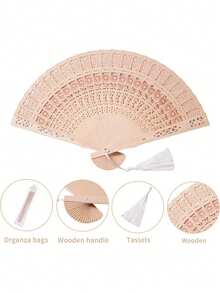 24pcs/12pcs/4pcs Foldable Handheld Wooden Fans Set, Includes Sunflower ...
