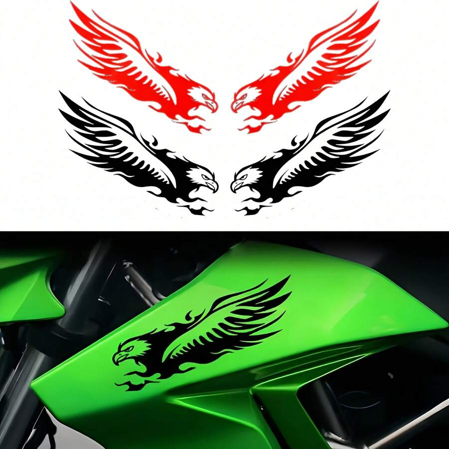 1 Pair Of Eagle Flame Motorcycle Stickers, Suitable For Decorative ...