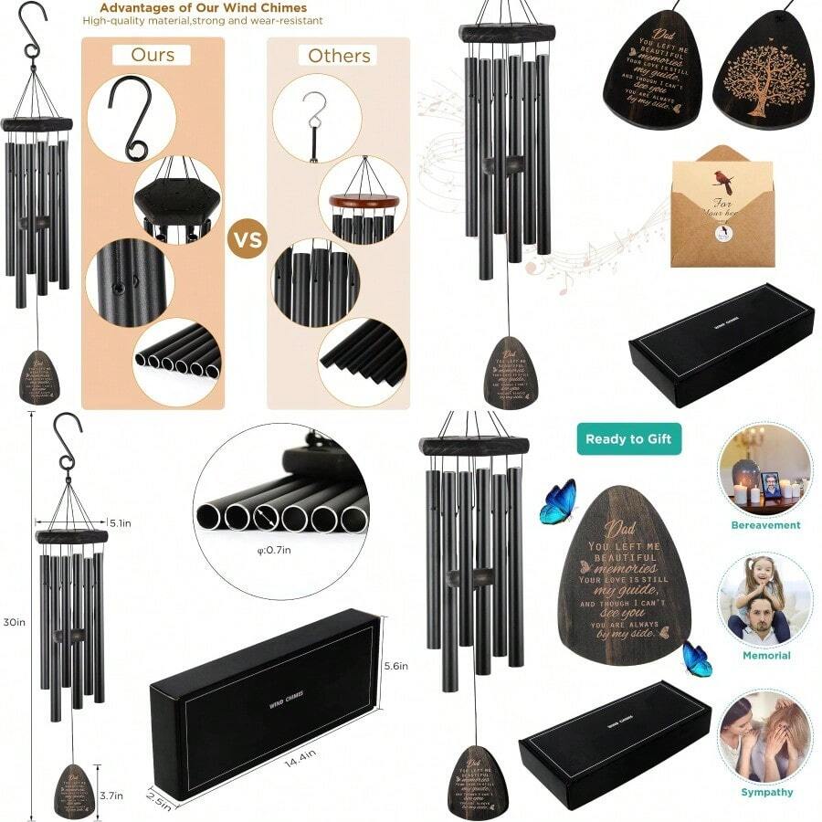 MX Sympathy Gifts For Loss Of Dad 32" Memorial Wind Chimes For Loss Of ...
