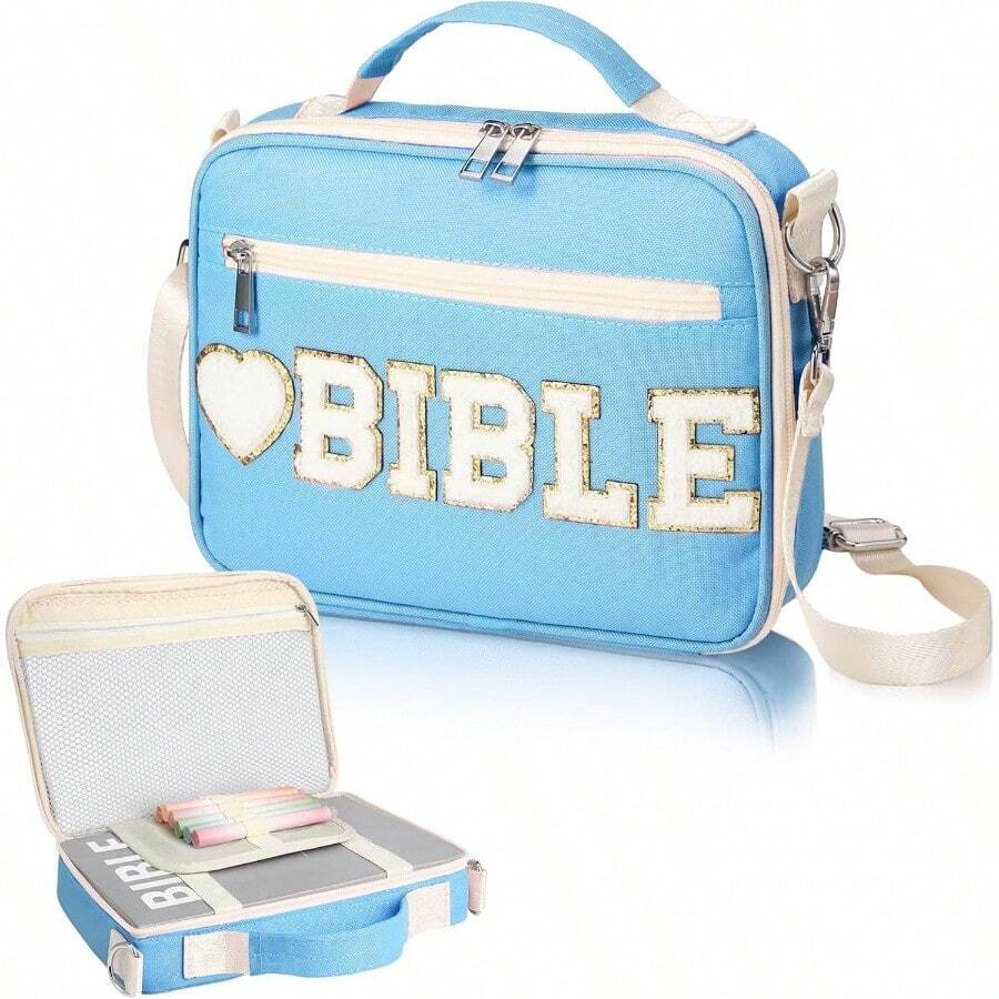 Large Chenille Letter Bible Cover Women Preppy Patch Bible Bag With ...