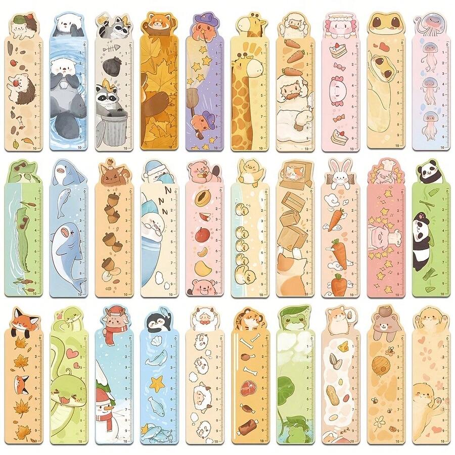 10pcs Cartoon Animal Ruler Bookmarks, Reading Page Markers, School ...