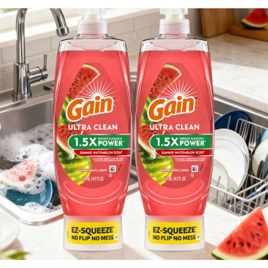 Jabón líquido para platos Gain Ultra EZ-Squeeze, aroma a sandía de ...
