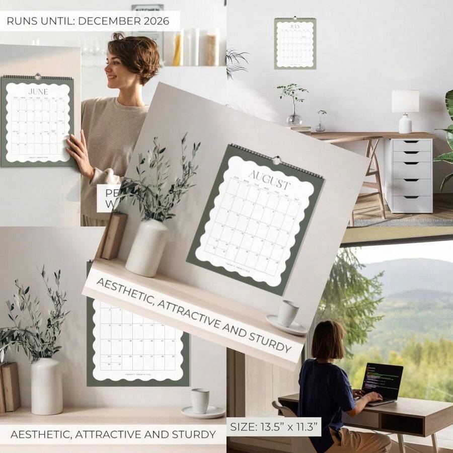 Aesthetic 2026 Wall Calendar Incl. 2025 And Runs Until December 2026 The Perfect 20252026 ...