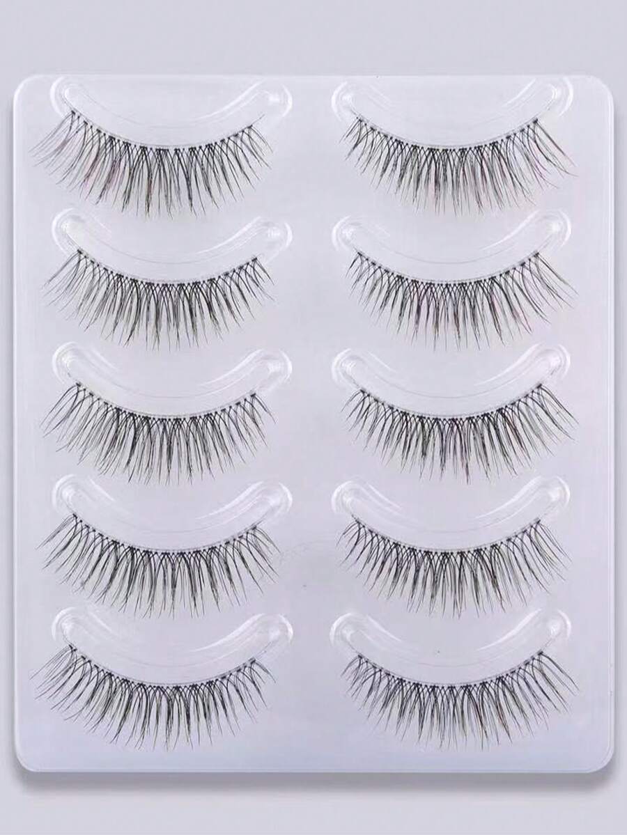 5 Pairs Natural Transparent Stem Imitation Handmade Cartoon Eyelashes ...