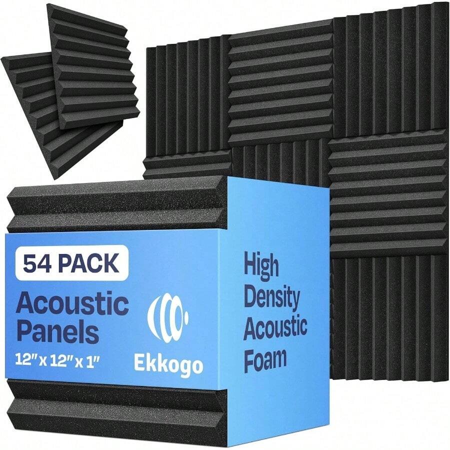 54 - Pack Sound Proof Foam Panels Walls 12X12X1 Acoustic Panels Wedge ...