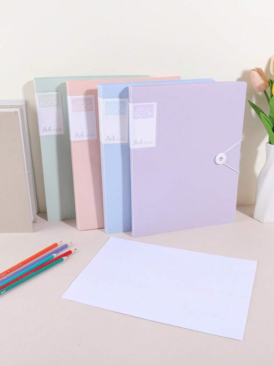 1pc A4 Fresh Style Data Booklet Folder, 30-Page Transparent Insert Data ...