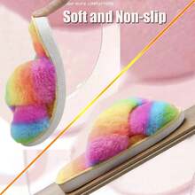 Girl's Fuzzy Fluffy Furry Slippers Fur Flip Flop Open Toe Slippers ...