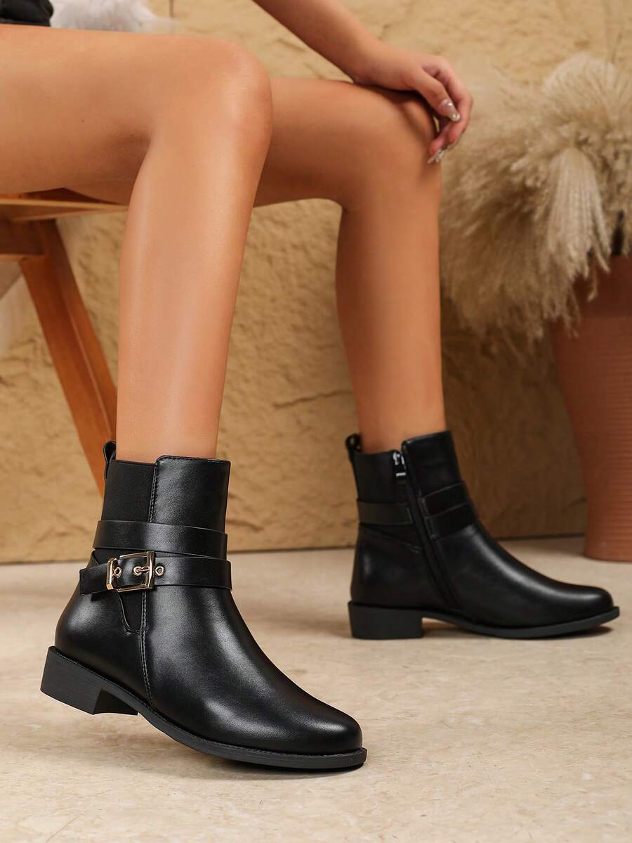 Women's Fashion Commuter Chelsea Mid-Calf Boots, Black Short Boots With ...