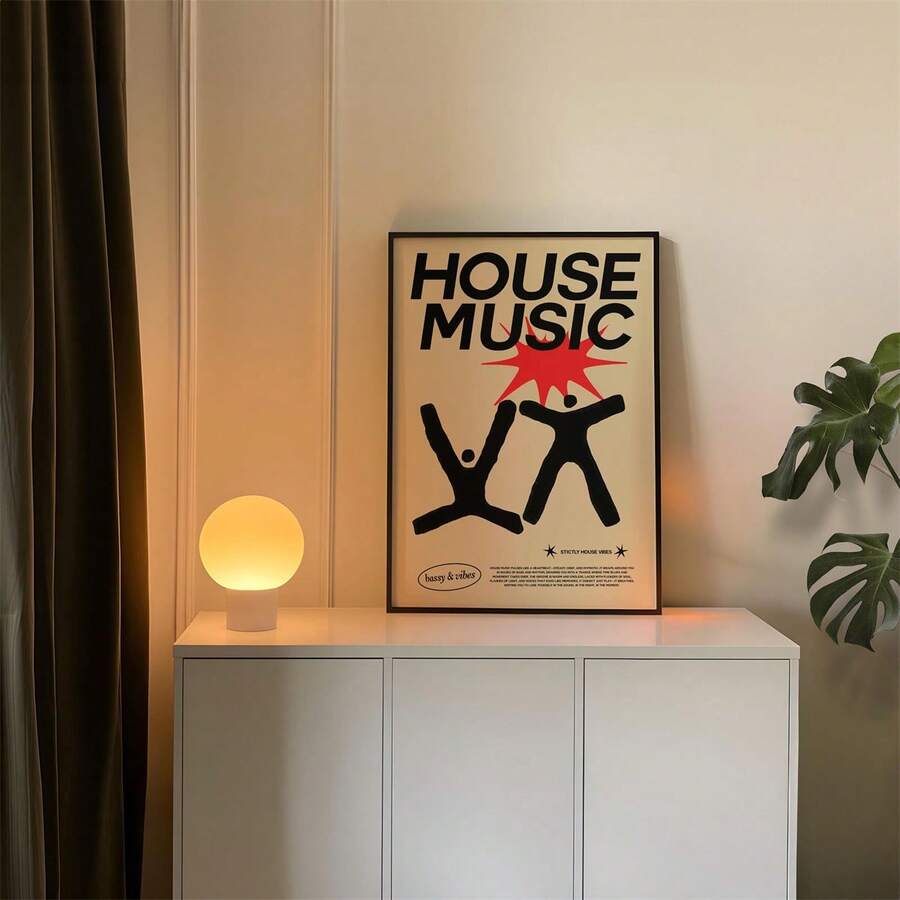 1pc Unframed House Music Poster - Vintage Dance Art Print, Bass And ...