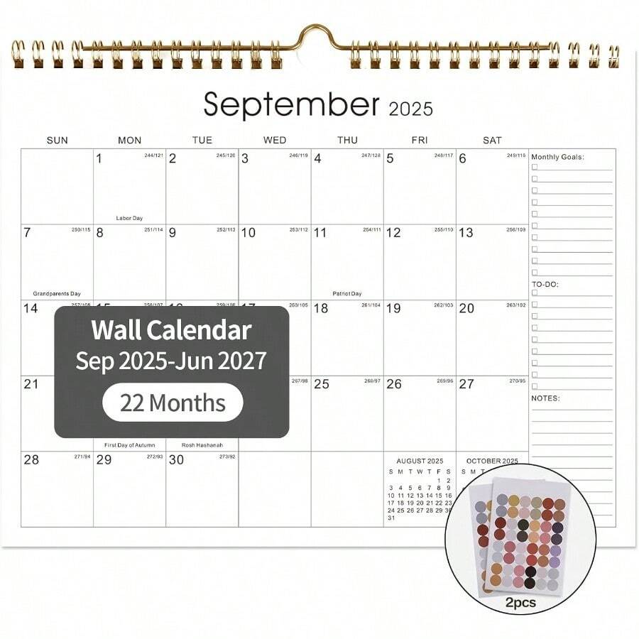 YQQ Calendar 20252027 22 Monthly Wall Calendar Runs From September 2025 ...