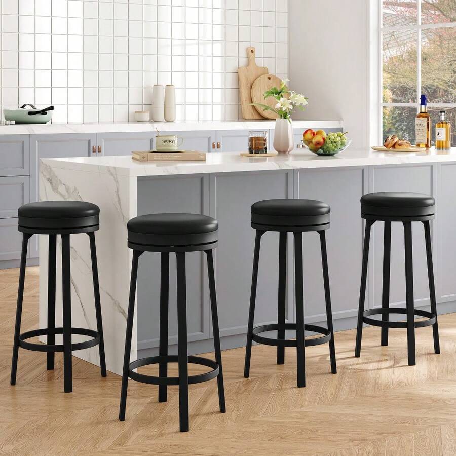 30'' Swivel Bar Stools Set Of 4, Counter Height Bar Stools With ...