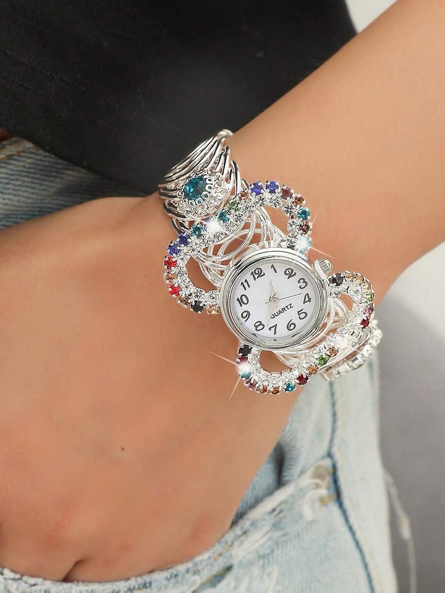 1pc Women's Luxury Rhinestone Starry Sky Elegant Watch, Butterfly Dial ...