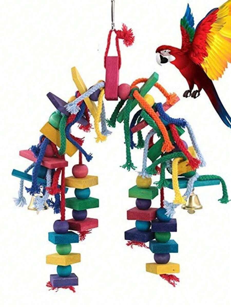1pc Random Color Parrot Colorful Wooden Block Chew Toy, Parrot Toy ...