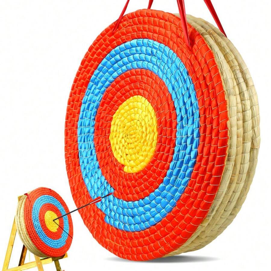 20-Inch 5-Layer Hand-Made Straw Archery Target - Colorful Rope Outdoor ...