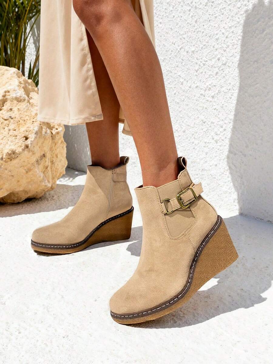 KESCA Damen-Stiefeletten mit niedrigem Absatz, Stiefeletten mit hohem ...