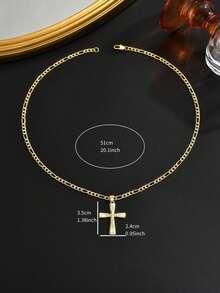1pc Men's Luxury Religious Style Zirconia Jesus Cross Pendant Necklace ...